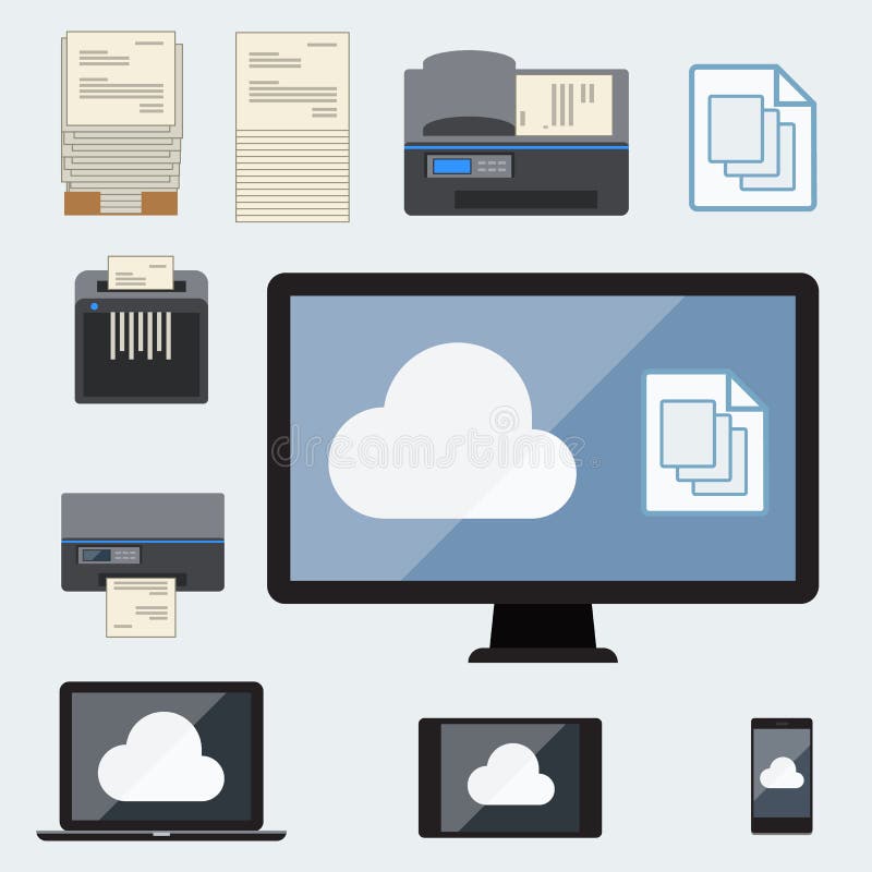 Cloud Computing with Document Storage Stock Vector - Illustration of ...