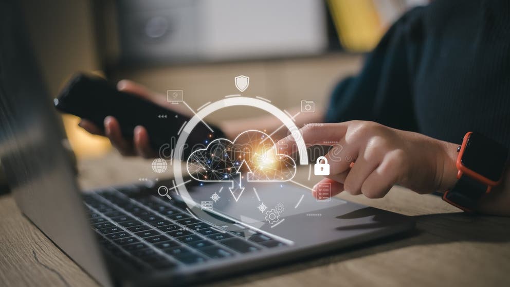 Cloud Computing Downloads And Loading Data Information And Upload It To The System Network