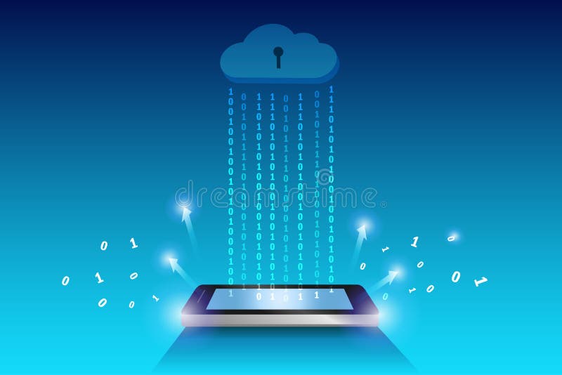 Cloud Computing Exchange Data Concept. Cloud Transfer Protected Data To Smartphone Devices Stock ...