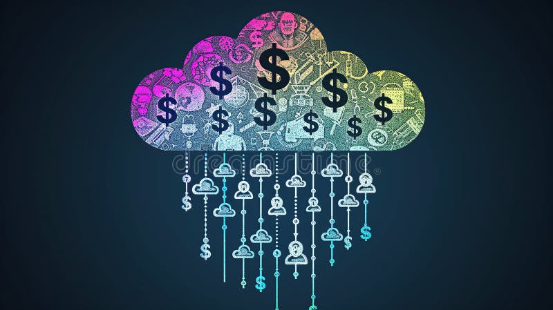Cloud Computing and Financial Benefits Stock Illustration ...