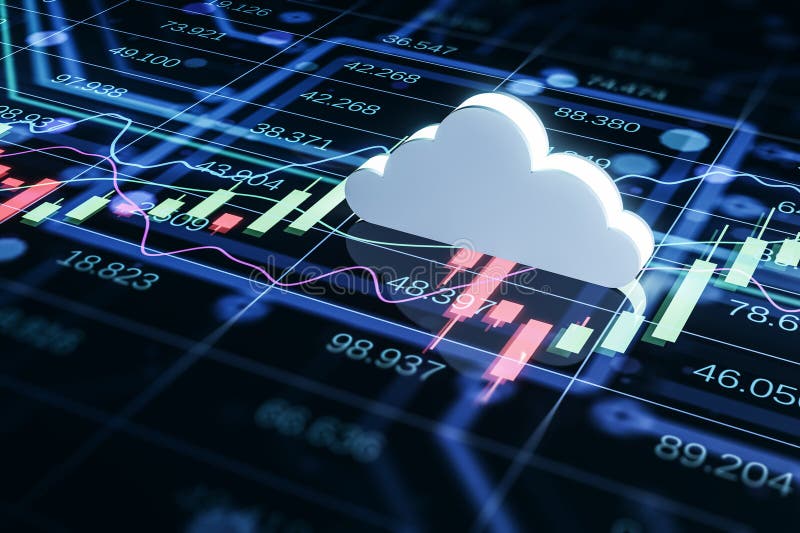 Cloud Computing and Financial Data Analysis Concept. Stock Illustration - Illustration of data ...
