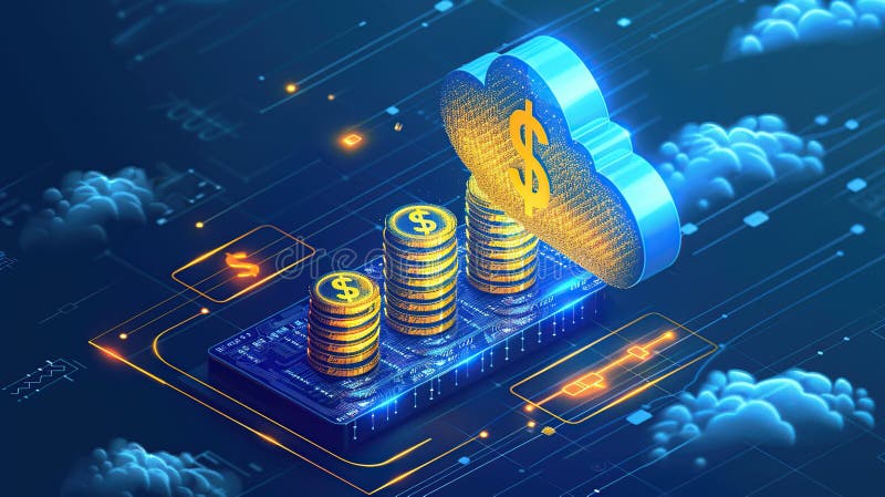 Cloud Computing and Financial Growth Stock Illustration - Illustration ...