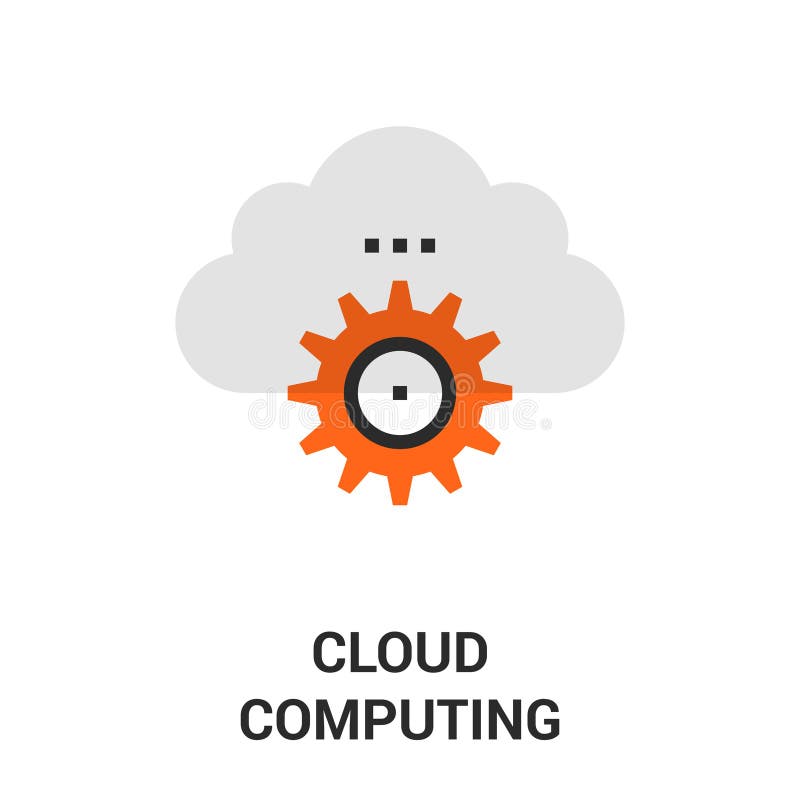 Cloud Computing Flat Line Icon Design Concept Stock Illustration - Illustration of symbol, gear ...