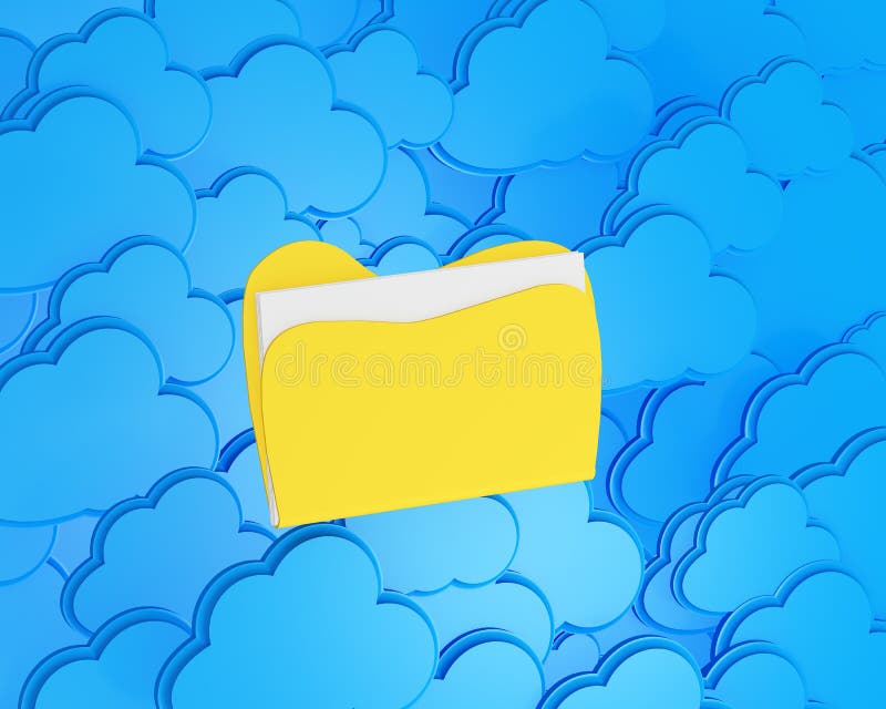Cloud Computing with Folder Stock Illustration - Illustration of data ...