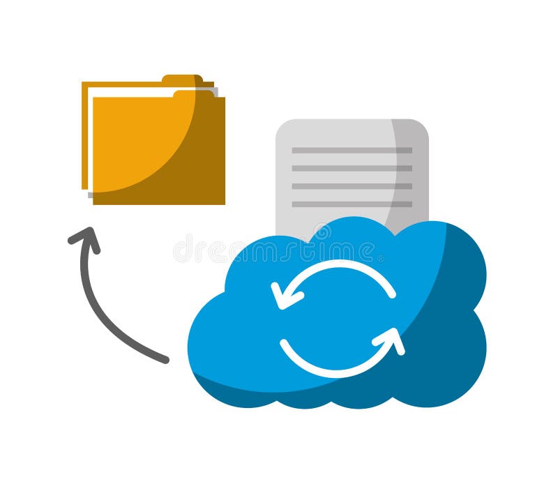 Cloud Computing with Folder and Document Stock Vector - Illustration of ...