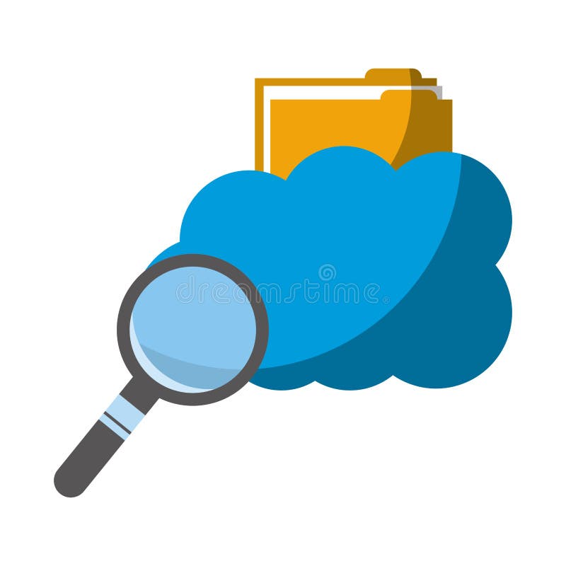 Cloud Computing with Folder and Magnifying Glass Stock Vector - Illustration of electronic ...