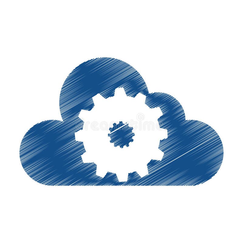 Cloud Computing with Gear Machine Isolated Icon Stock Vector ...