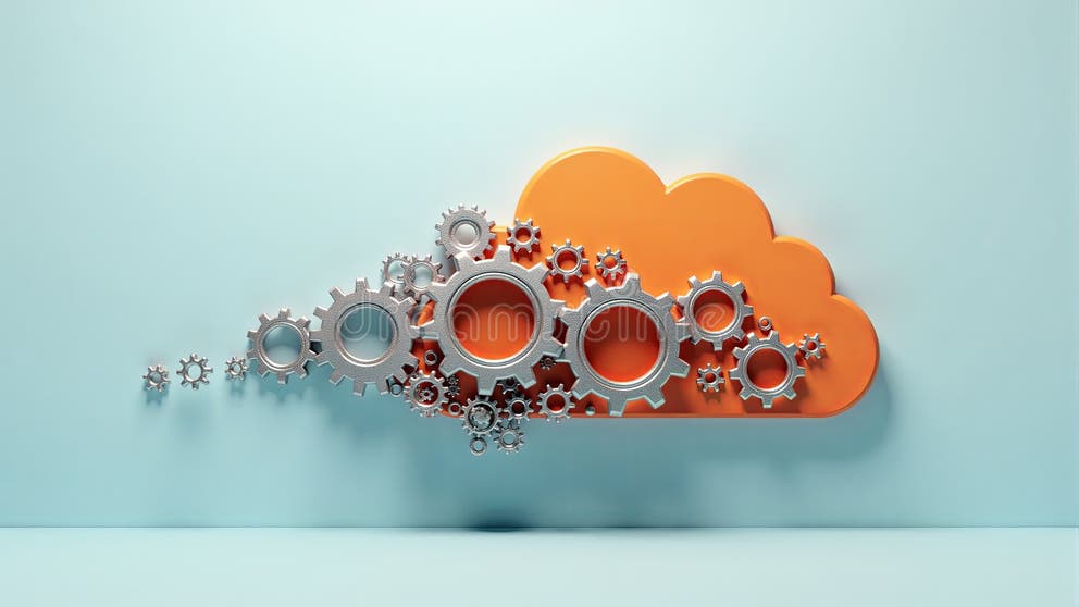 Cloud Computing with Gears and Cogs Stock Illustration - Illustration ...