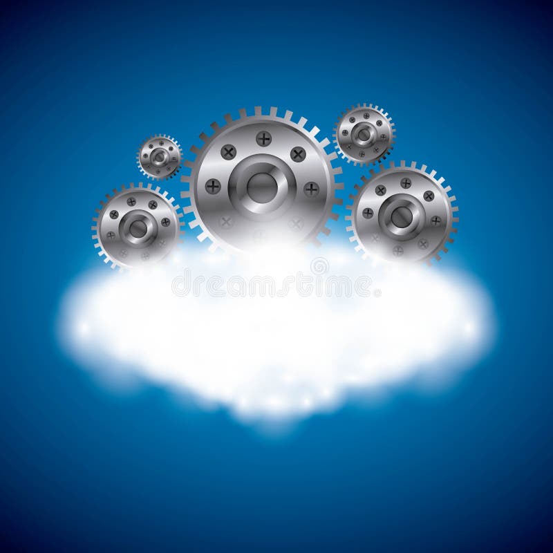 Cloud Computing and Gears Icon. Technology Design. Vector Graph Stock Illustration ...