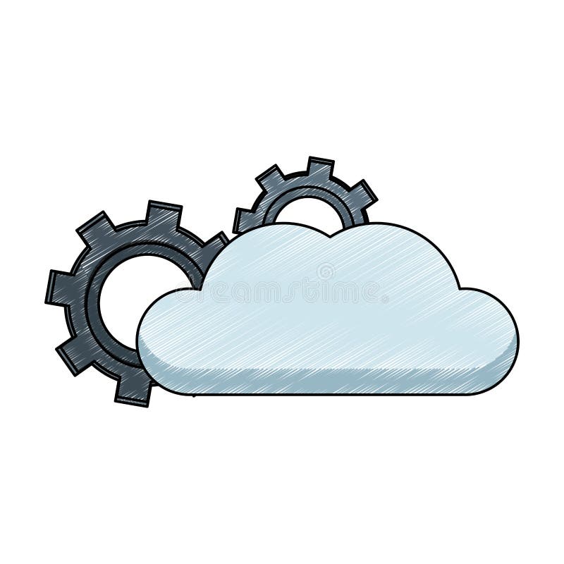 Cloud Computing and Gears Scribble Stock Vector - Illustration of security, global: 145523510