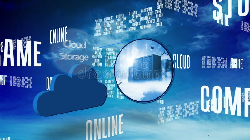 Cloud Computing Graphic Against Blue Sky with Text Stock Video - Video ...