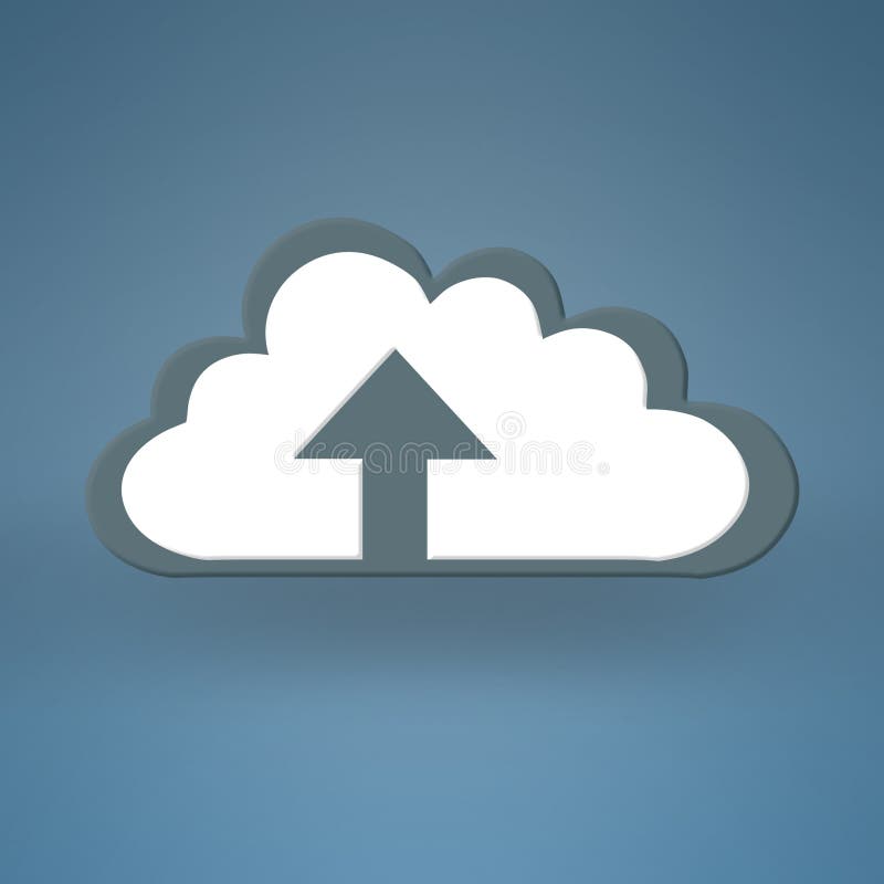 Cloud Computing, Graphic and Arrow for Upload with Sign for Data, Information Technology and Art ...