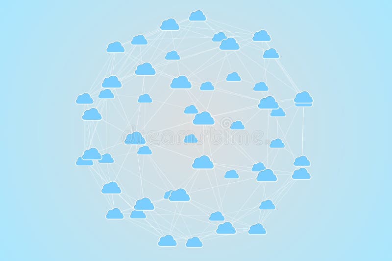 Cloud Computing Graphic with Connecting Lines Stock Illustration ...