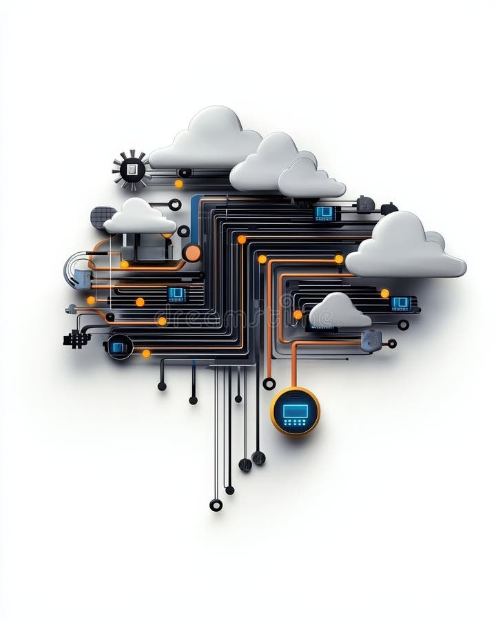 Cloud Computing Graphic with Modern Elements Stock Illustration ...