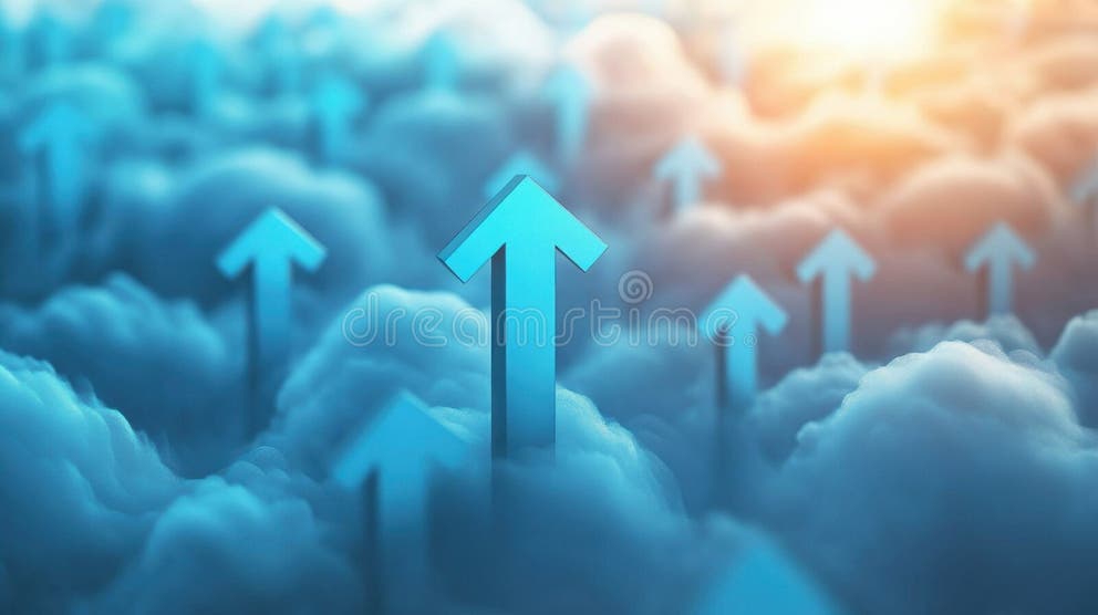 Cloud Computing Growth and Upward Trend. AI Generated Stock Illustration - Illustration of data ...