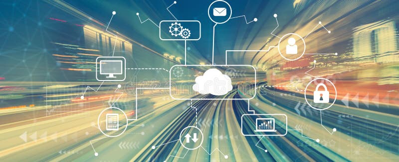 Cloud Computing with High Speed Motion Blur Stock Illustration ...