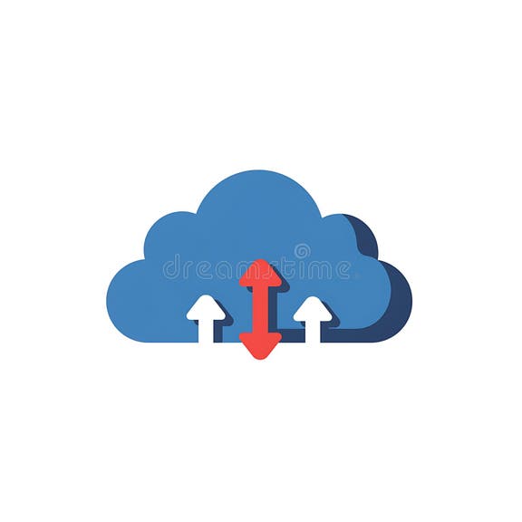 Cloud Computing Icon with Arrows: Data Upload, Download, and ...
