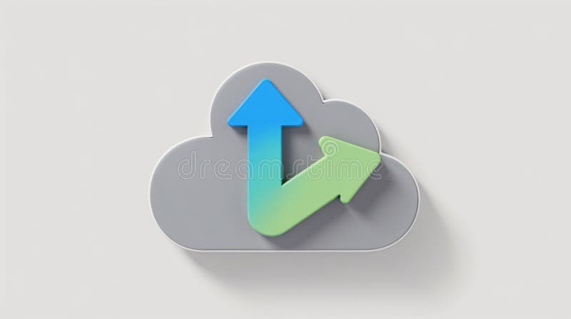 Cloud Computing Icon with Arrows: Digital Data Transfer and Storage ...