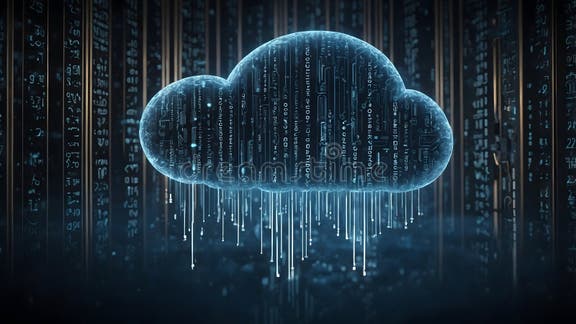 Cloud Computing Icon with Binary Code and Digital Locks Symbolizing Cybersecurity Stock Photo ...