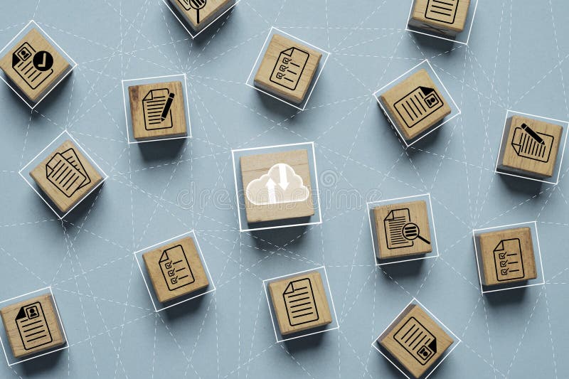 Cloud Computing Icon Connection Link Network with Document Icon for ...