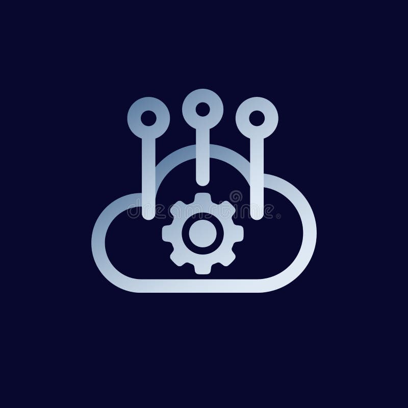 Cloud Computing Icon on Dark Stock Vector - Illustration of software ...