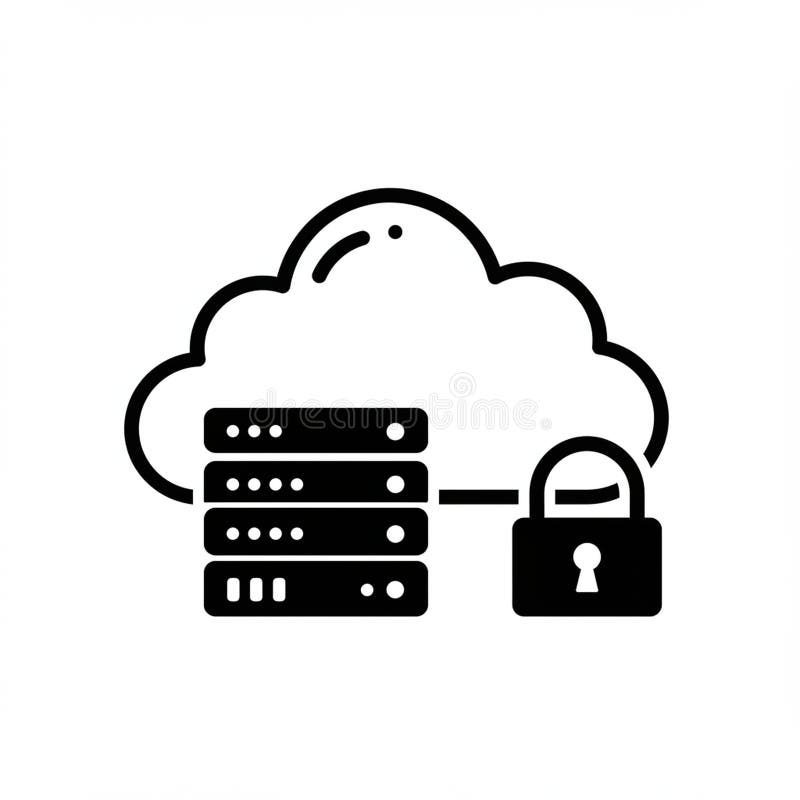 Cloud Computing Icon Featuring a Stylized Cloud Connected To a Server Stack with a Stock ...