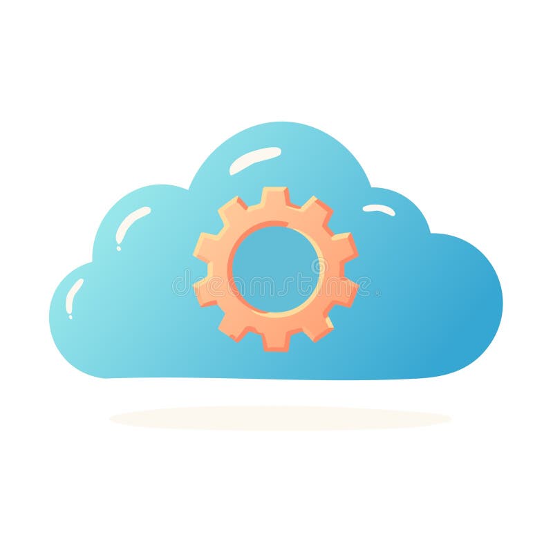 Cloud Computing Icon with Gear, Data Processing, Server Settings ...