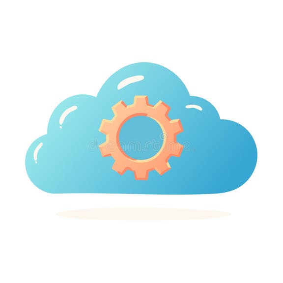 Cloud Computing Icon with Gear, Data Processing, Server Settings, Network and Integration Symbol ...