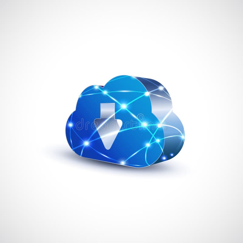 Cloud Computing Icon with Mesh for Communication and Technology Stock ...