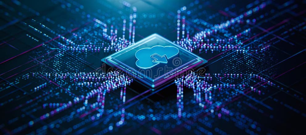 Cloud Computing Icon on Processor Chip Circuit for Data Storage Stock ...