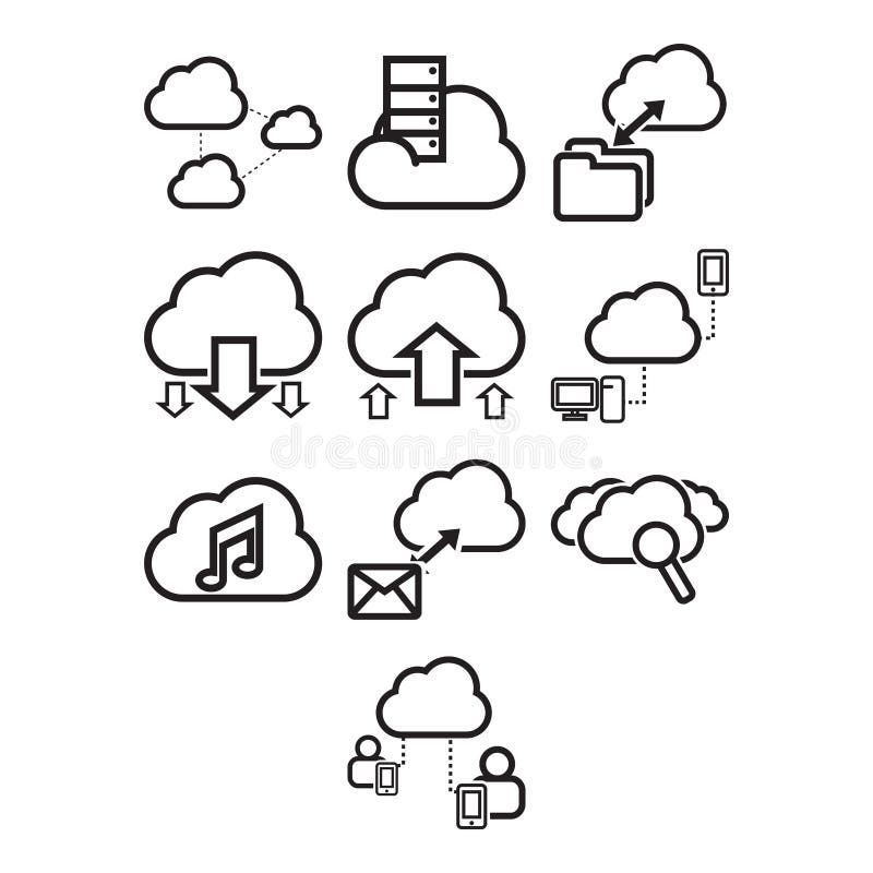 Cloud computing icon set stock illustration. Illustration of logo ...