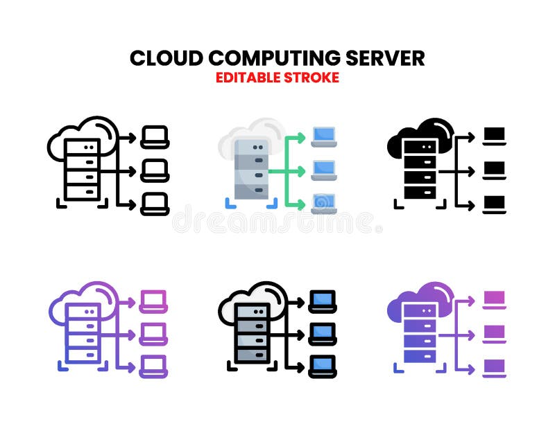 Cloud Computing Icon Set with Different Style. Stock Vector - Illustration of connection ...