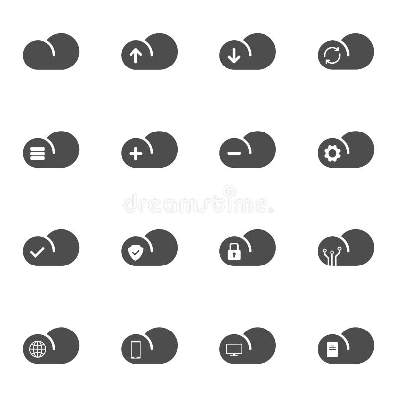Cloud Computing Icon Set Isolated on White Background Stock Vector ...