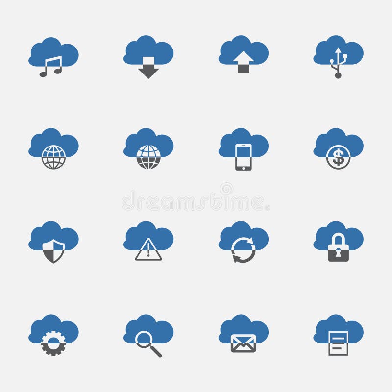 Cloud computing icon set. stock vector. Illustration of server - 60176822