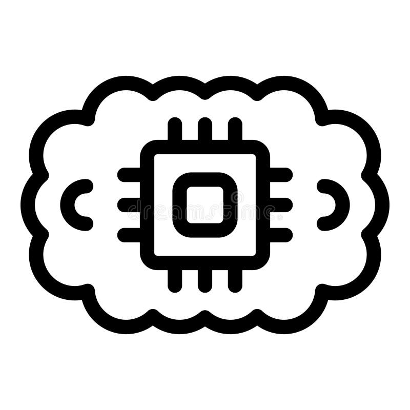 Cloud Computing Icon Showing a Cpu Processing Data Stock Illustration ...