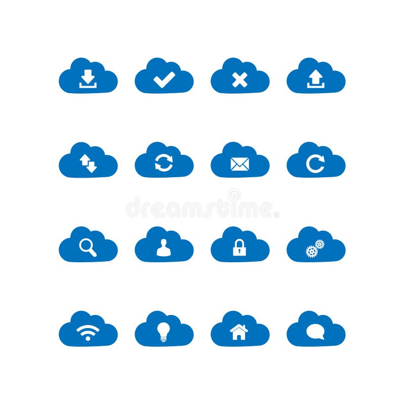 Cloud Icon Set stock vector. Illustration of computing - 35212527