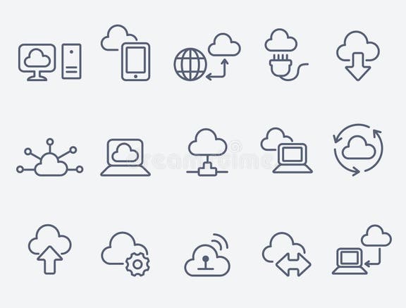 Cloud computing icons stock vector. Illustration of pictogram - 34054757