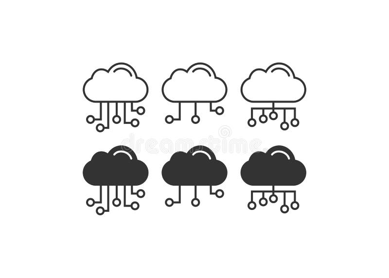 Cloud Computing Icons Set. Database Connecting Illustration Symbol ...