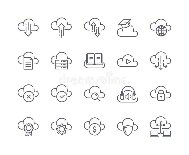 Cloud Computing Icons. Data Transfer Access and Synchronization ...