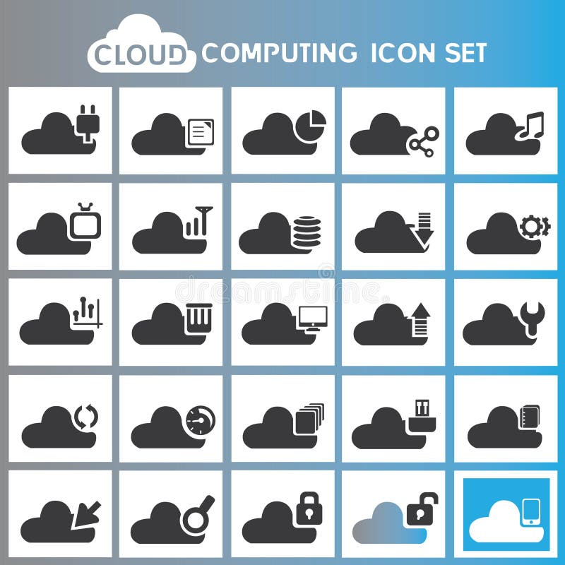 Cloud Vector Icons Set on Gray. Stock Vector - Illustration of reload ...