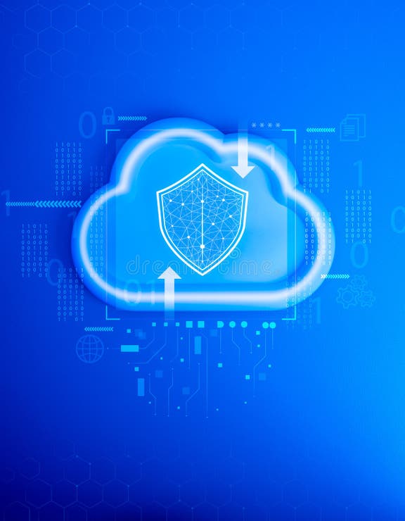 Cloud Computing Infrastructure Technology, Data System Storage Service Concept. Digital Shiel ...