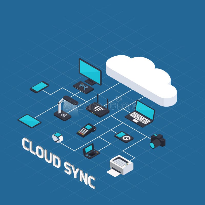 Cloud Computing Isometric Concept Stock Vector - Illustration of ...