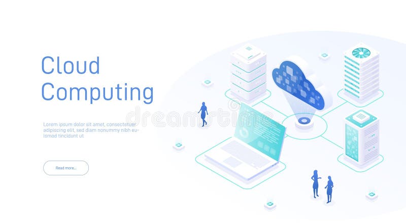 Cloud Computing Isometric. Cloud Database. Big Data Flow Processing Concept. Cloud Technology ...