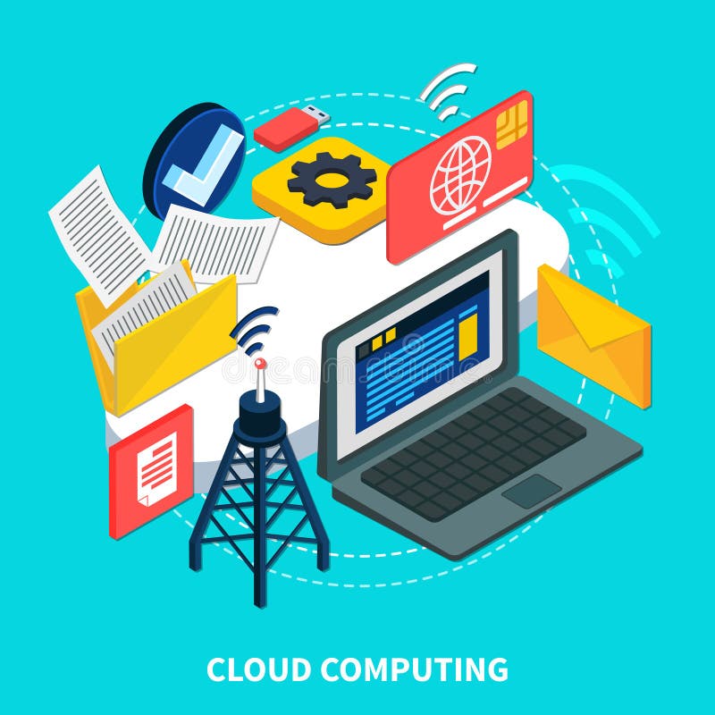 Cloud Computing Isometric Design Concept Stock Vector - Illustration of object, computer: 115646727