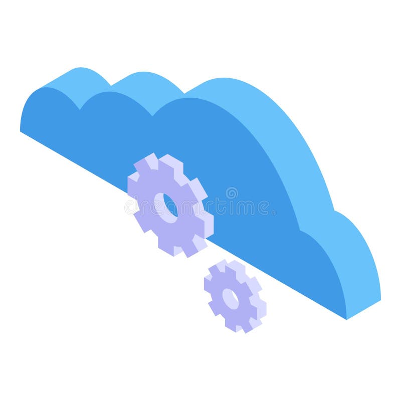 Cloud Computing Isometric Icon Showing Gears Working Stock Vector ...