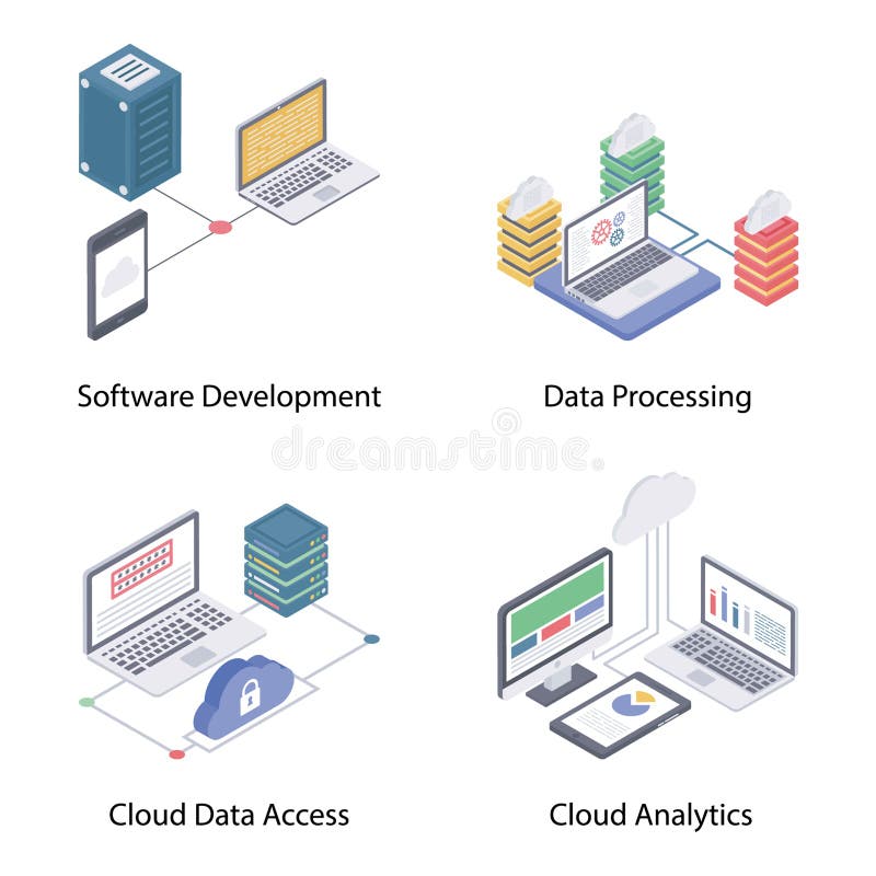Cloud Computing Isometric Vectors Stock Vector - Illustration of graph ...