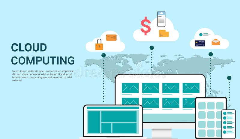 Cloud Computing Landing Page Website Vector Illustration Some Elements ...