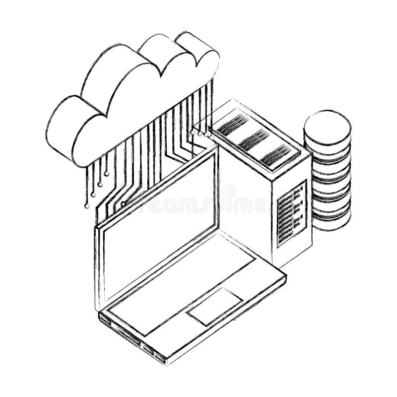 Cloud Computing Laptop Database Server Connection Network Stock 2470