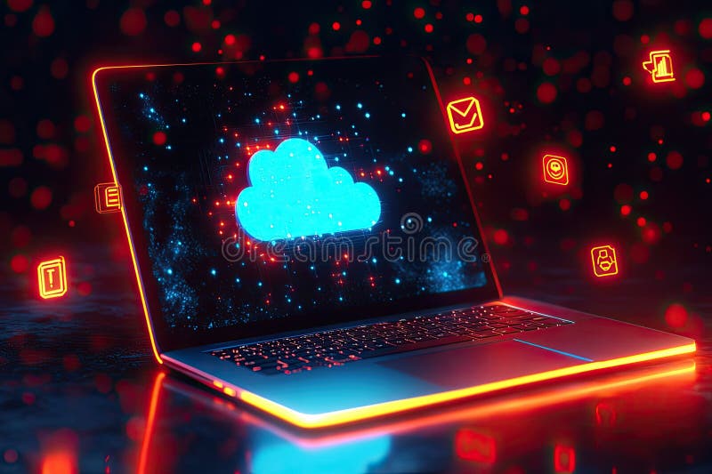 AI Cloud Computing Visualization Stock Illustration - Illustration of digital, connectivity ...