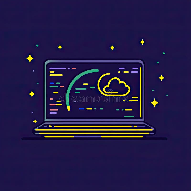 Cloud Computing Laptop stock illustration. Illustration of simple - 360606015